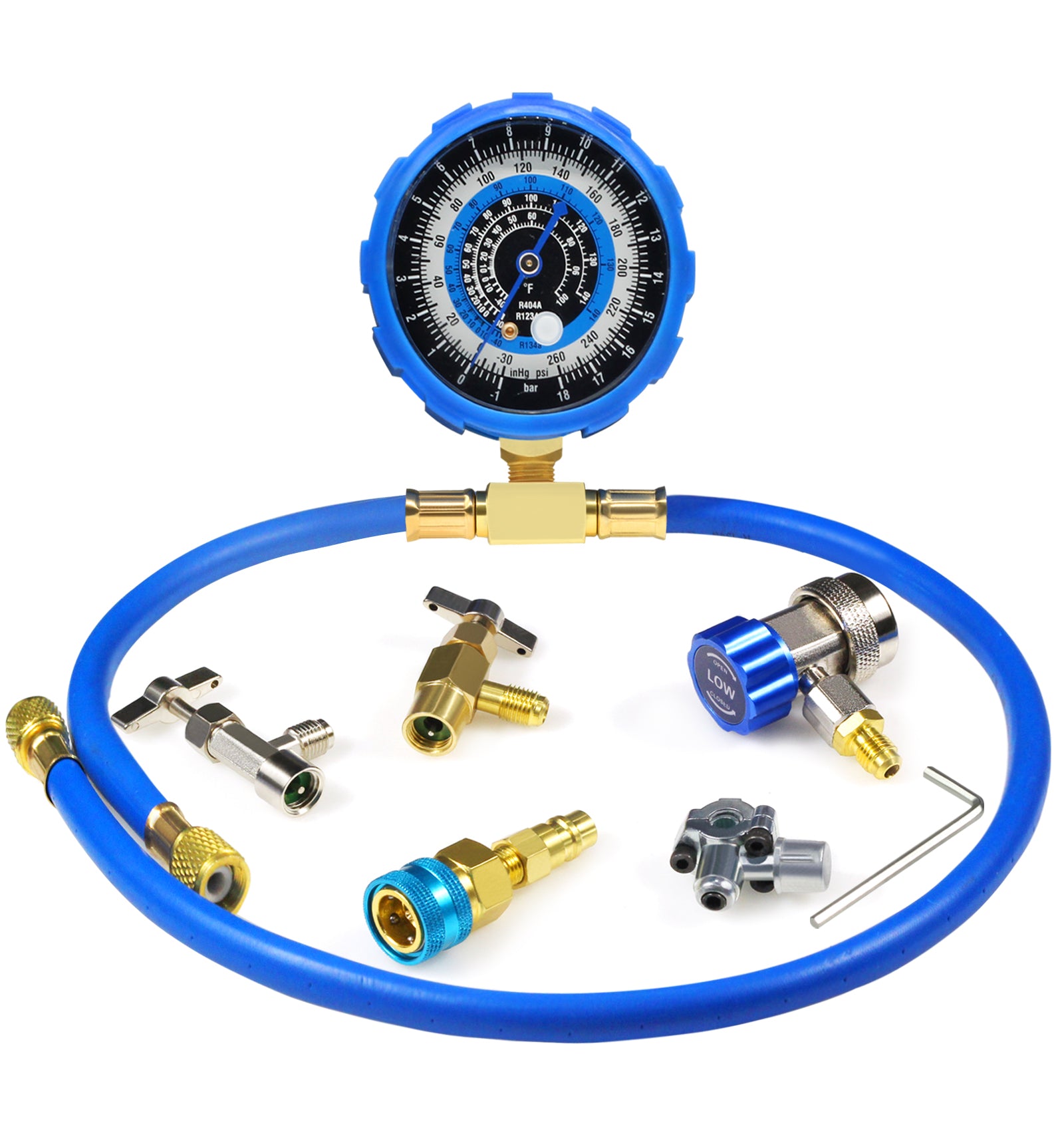 R1234yf & R134a Refrigerant Recharge Kit with Gauge Bullet Piercing Ta ...